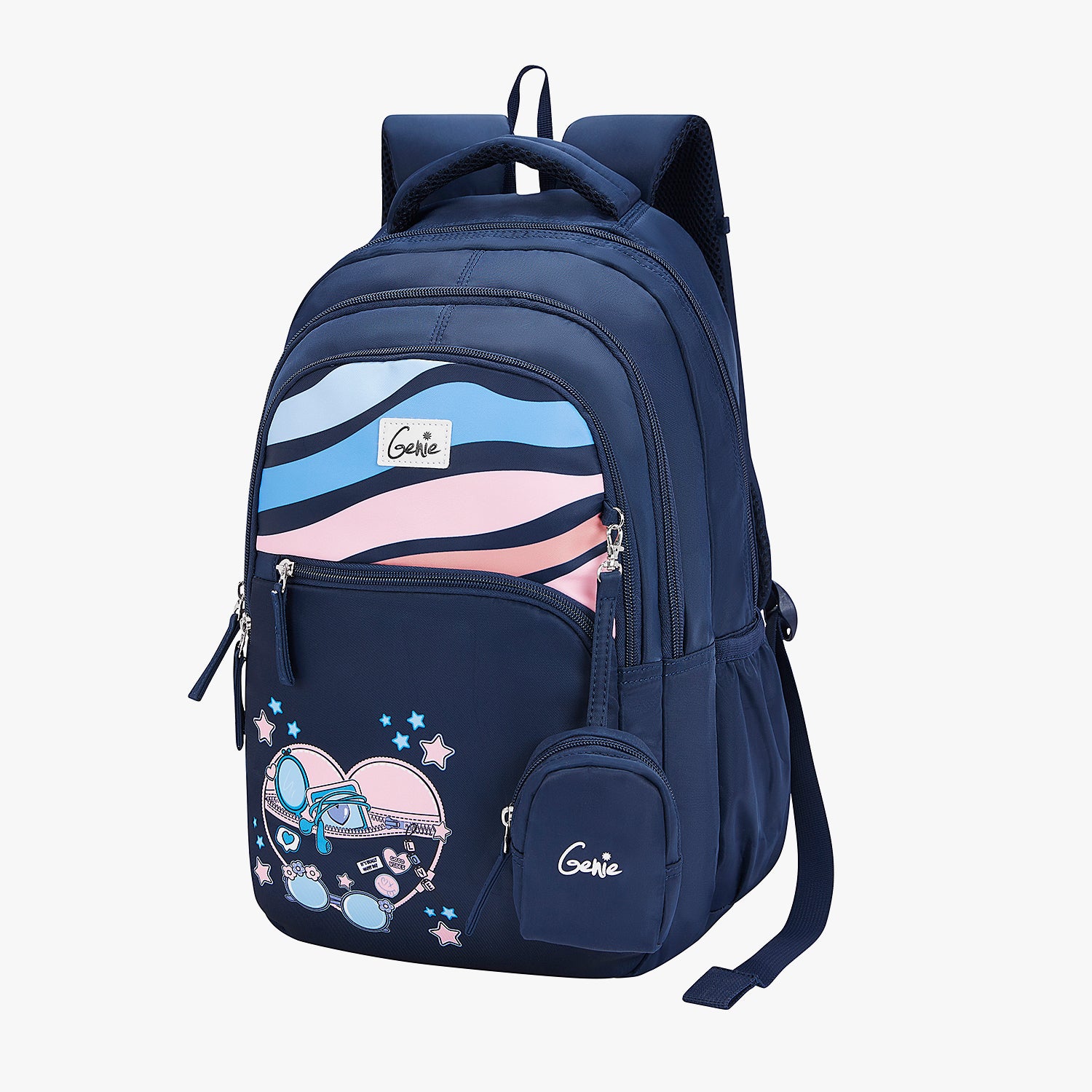 Buy Genie Starlight 27L Navy Blue School Backpack Online