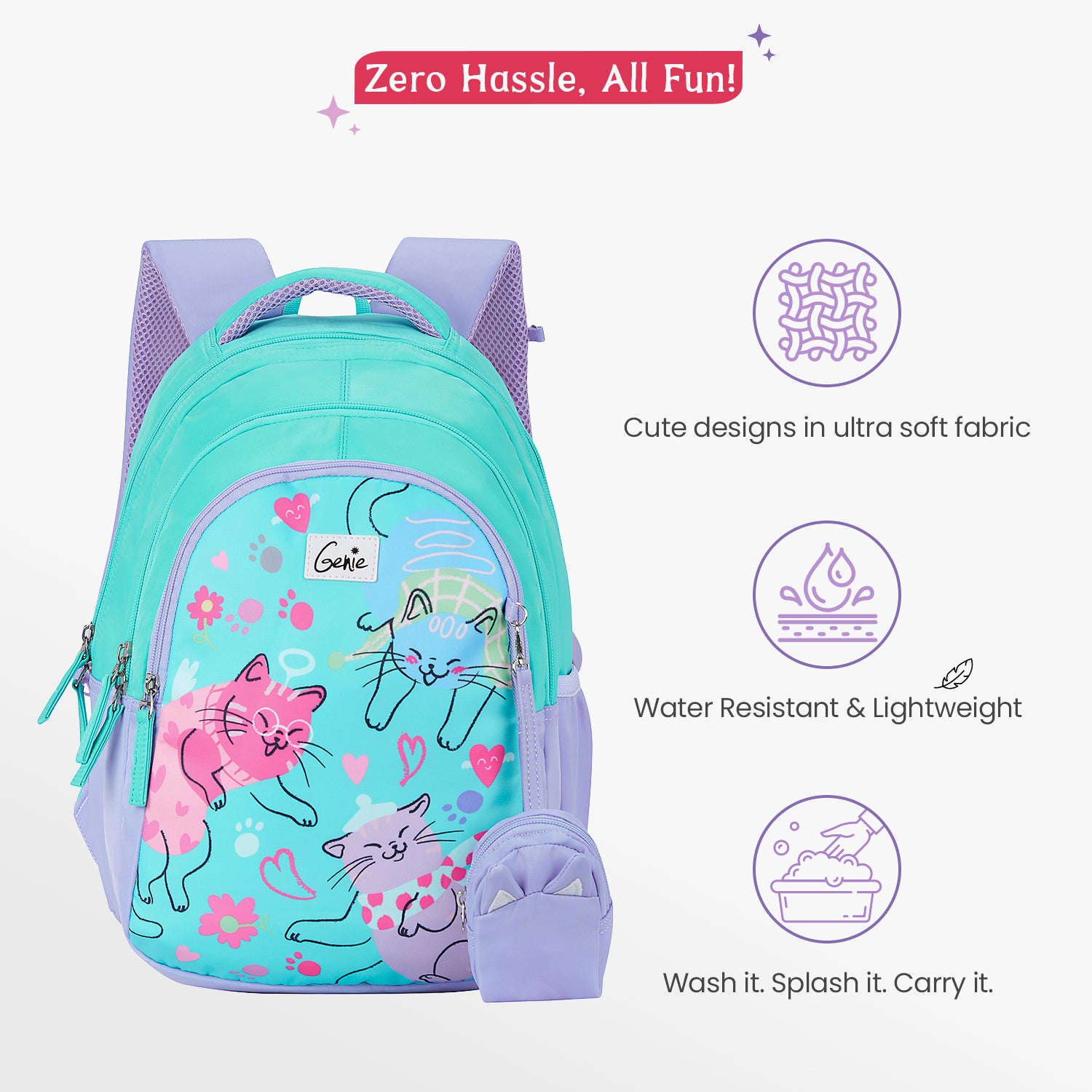 Buy Genie Purrfect 20L Teal Kids Backpack Online