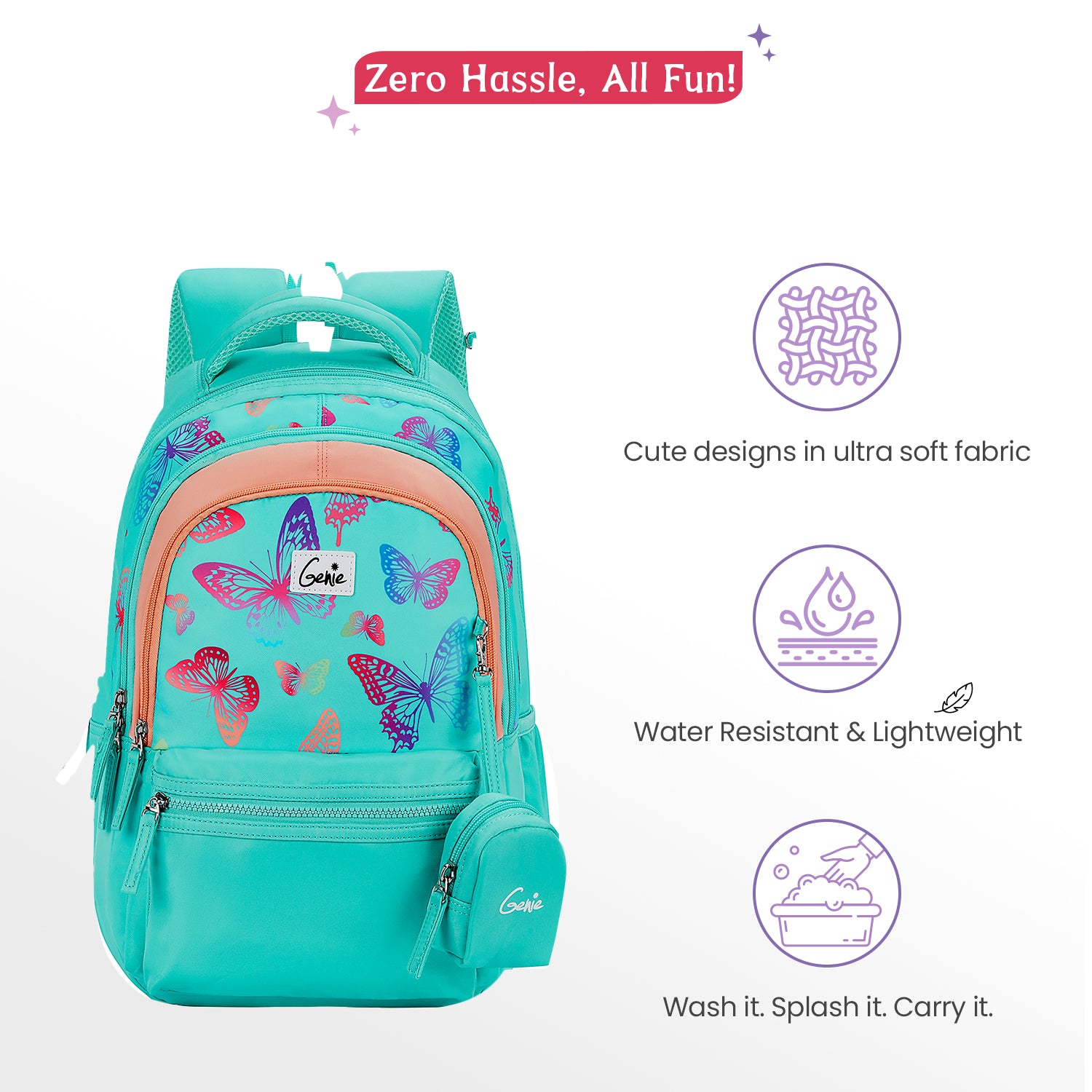 Buy Genie Nectar 27L Teal School Backpack Online