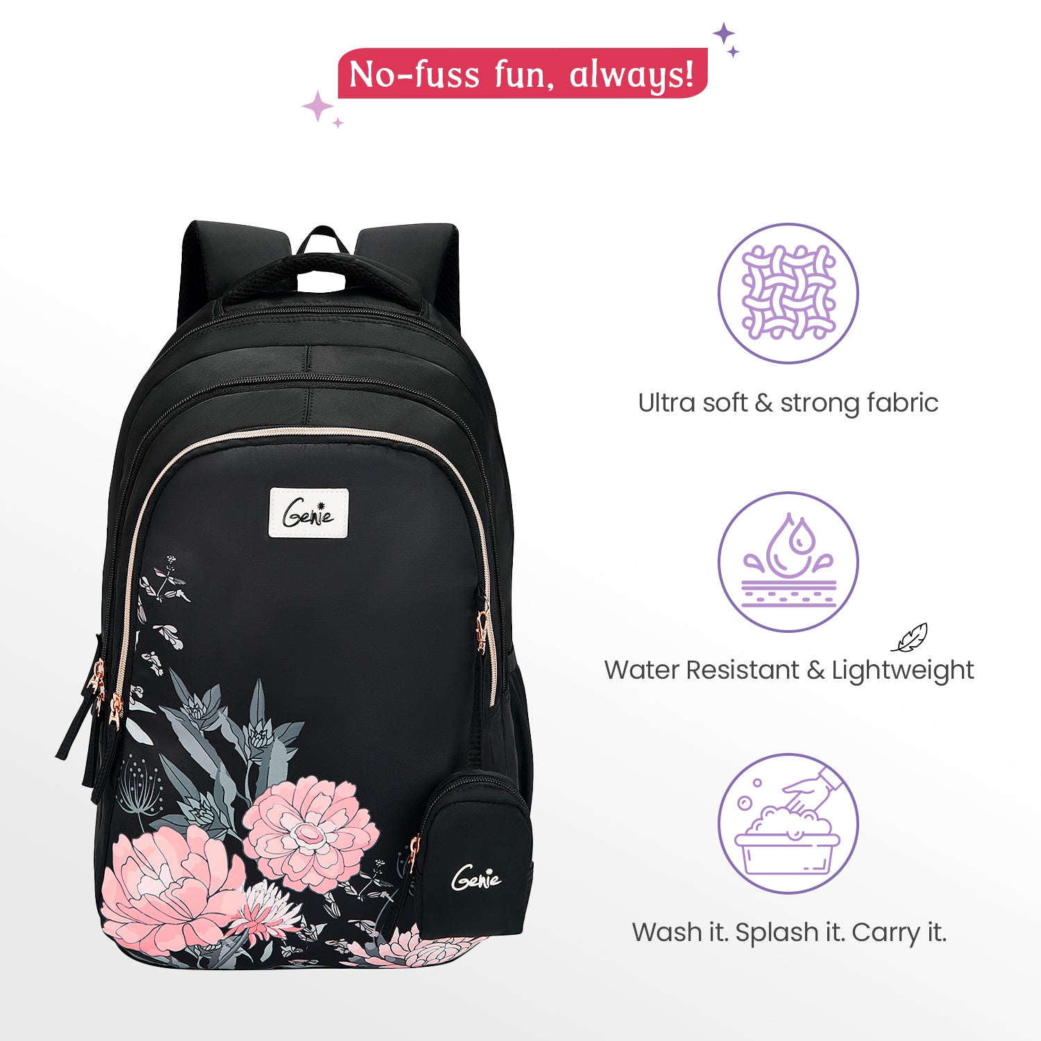 Buy Genie Lovelace 36L Black School Backpack Online