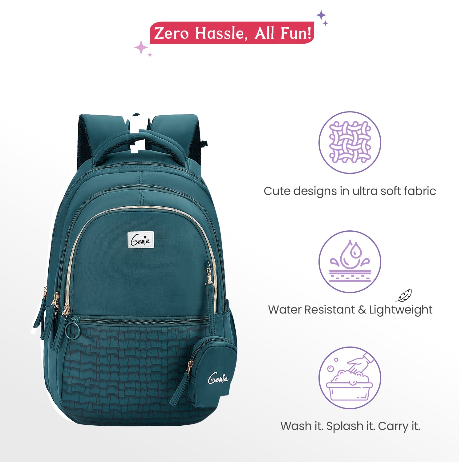Buy Genie Jewel 27L Teal School Backpack Online
