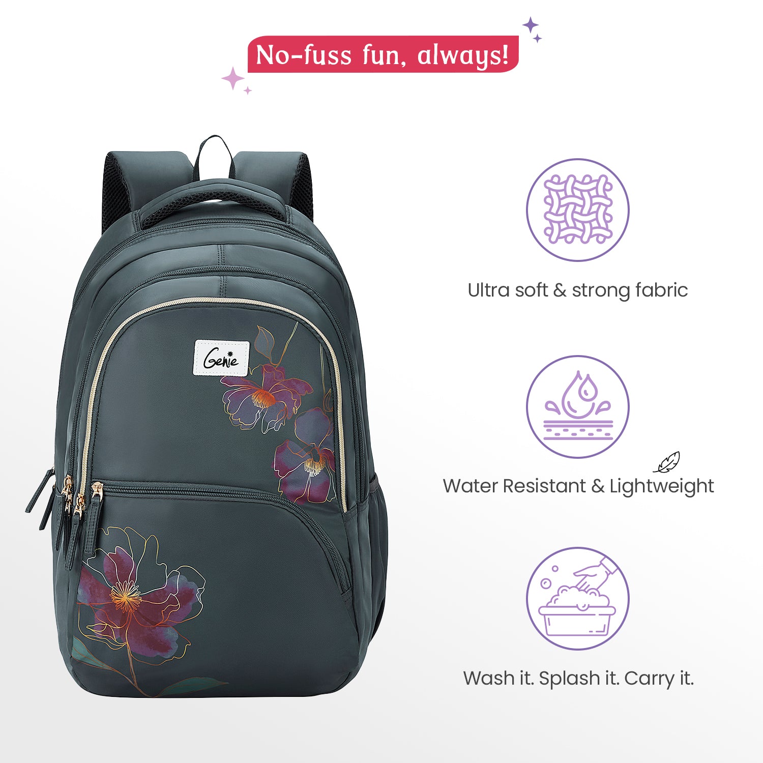 Buy Genie Gleam 36L Charcoal Black Laptop Backpack Online
