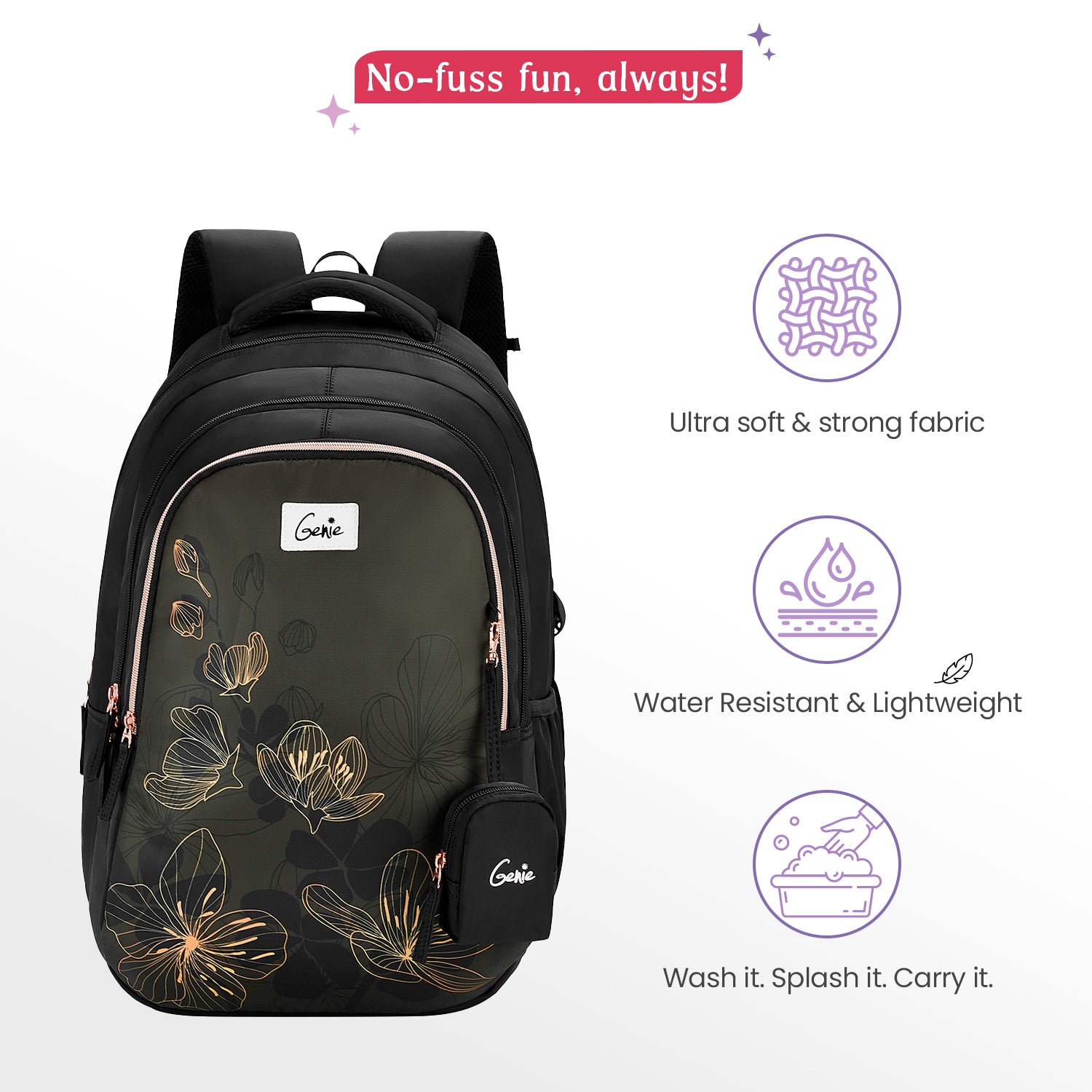 Buy Genie Twinkle 36L Black School Backpack Online