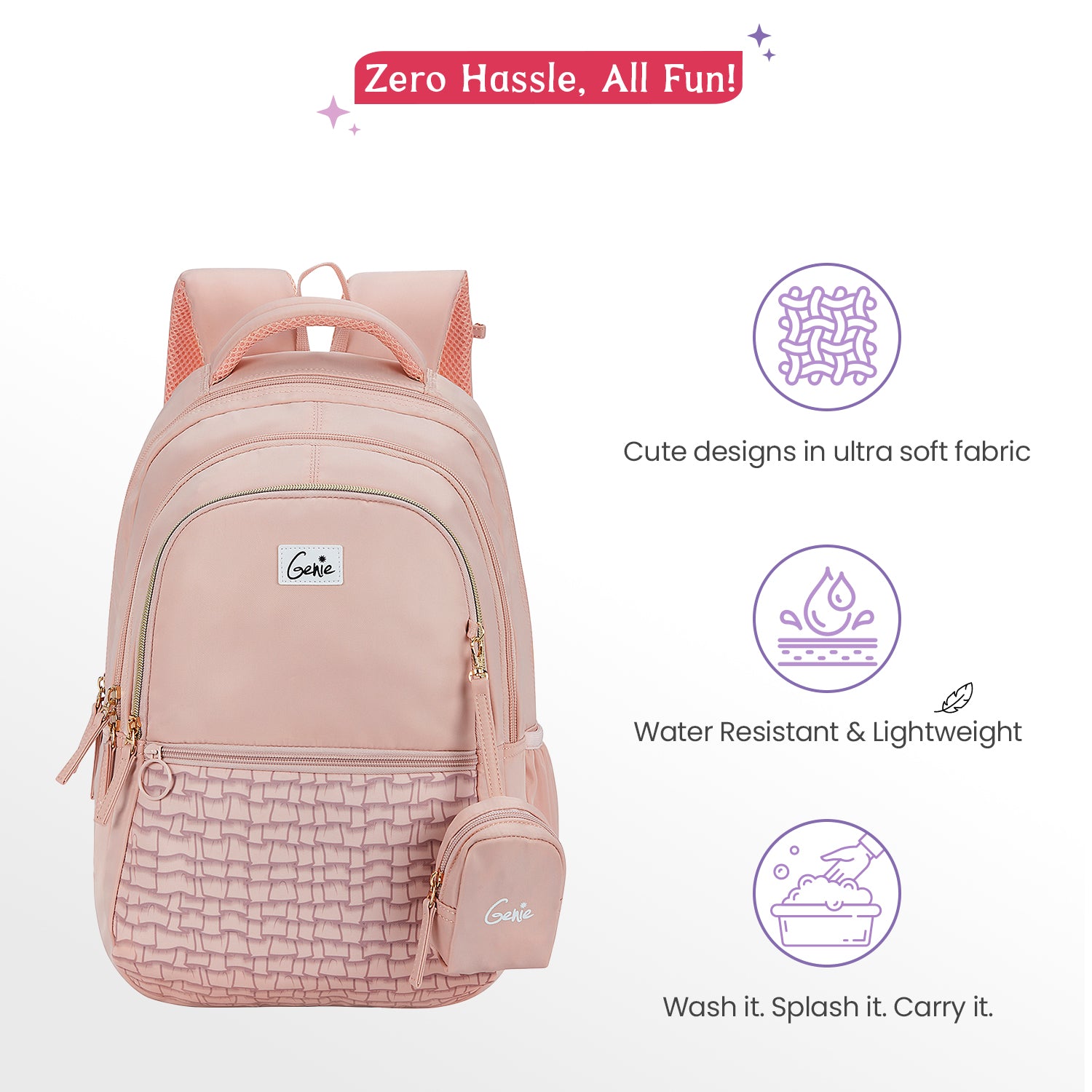 Buy Genie Jewel 27L Beige School Backpack Online