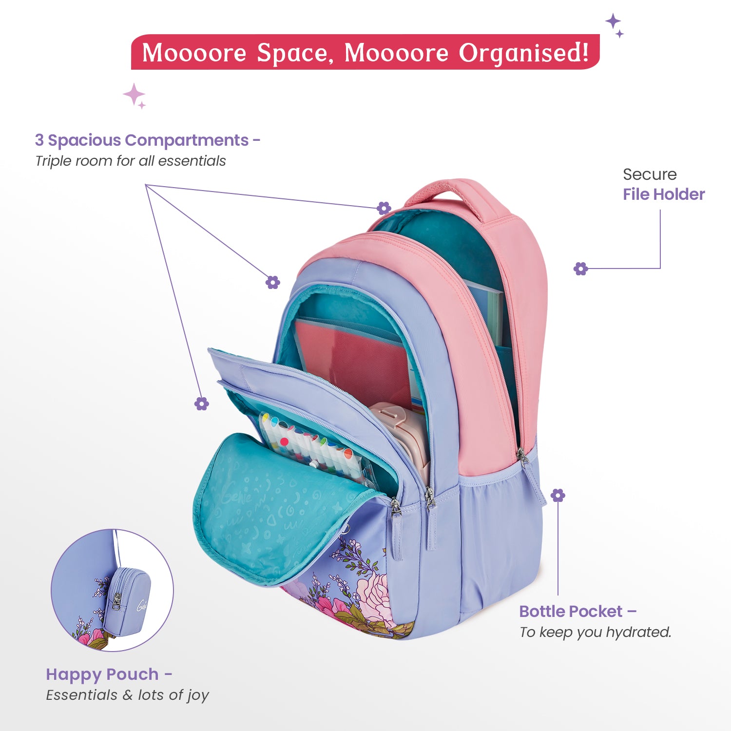 Buy Genie Juliet 36L Lavender School Backpack Online