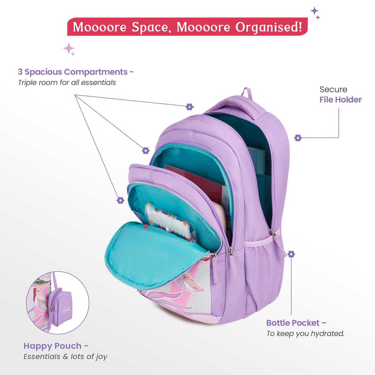 Buy Genie Rosa 36L Lavender School Backpack Online