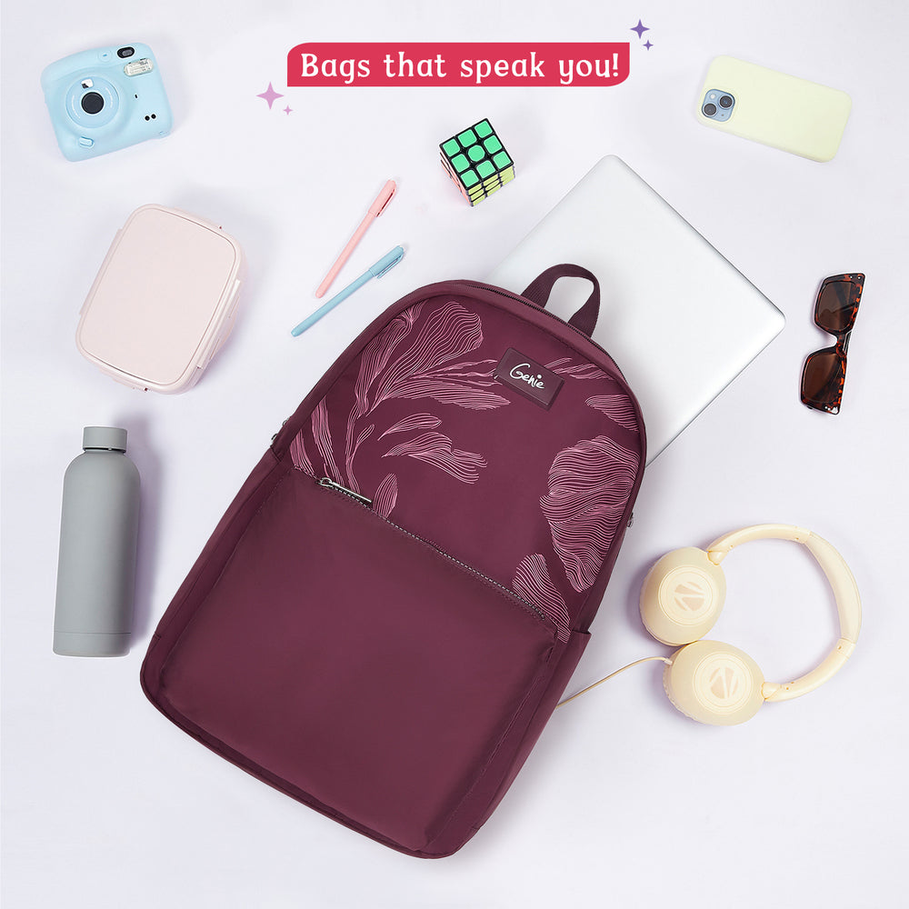 Buy Genie Ashlyn 21L Wine Red Laptop Backpack Online