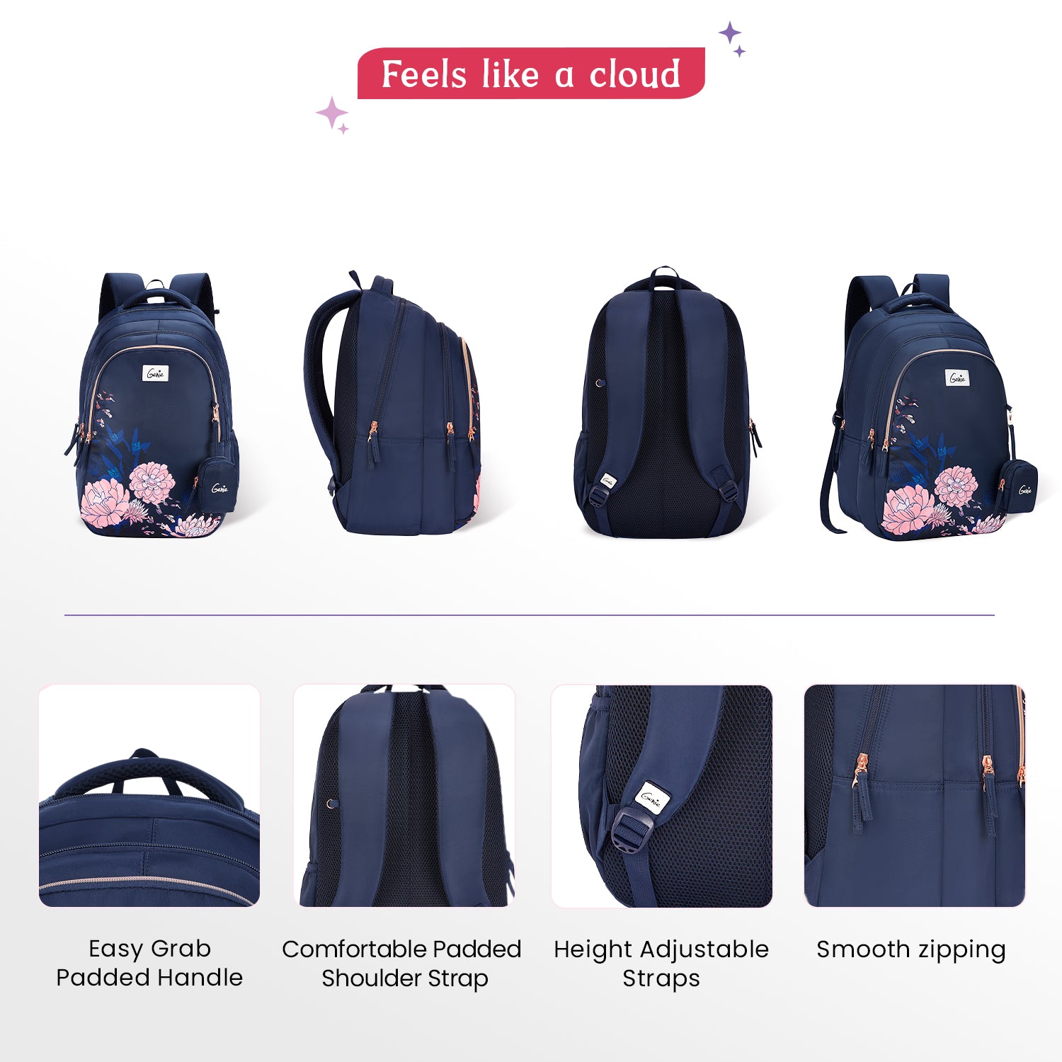 Buy Genie Lovelace 36L Navy Blue School Backpack Online