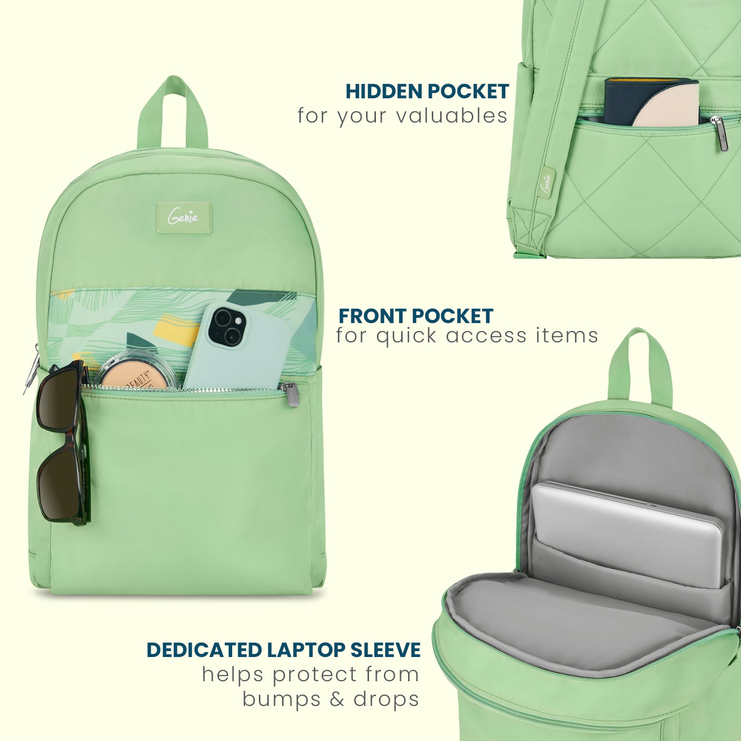 Buy Genie Esme 22L Ash Green Laptop Backpack Online
