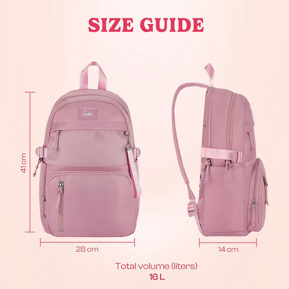 Buy Genie Berry 16L Pink Laptop Backpack Online