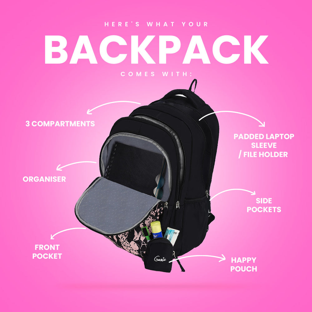 Buy Genie Elena 36L Black School Backpack Online