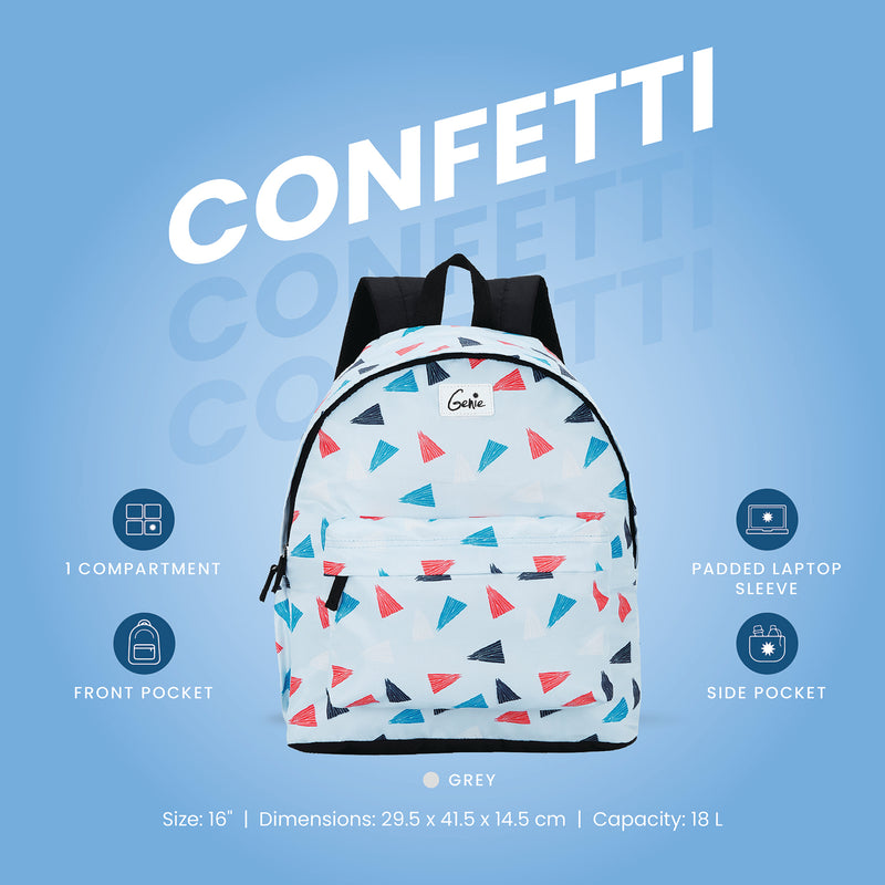 Buy Genie Confetti 18L Grey Casual Backpack Online