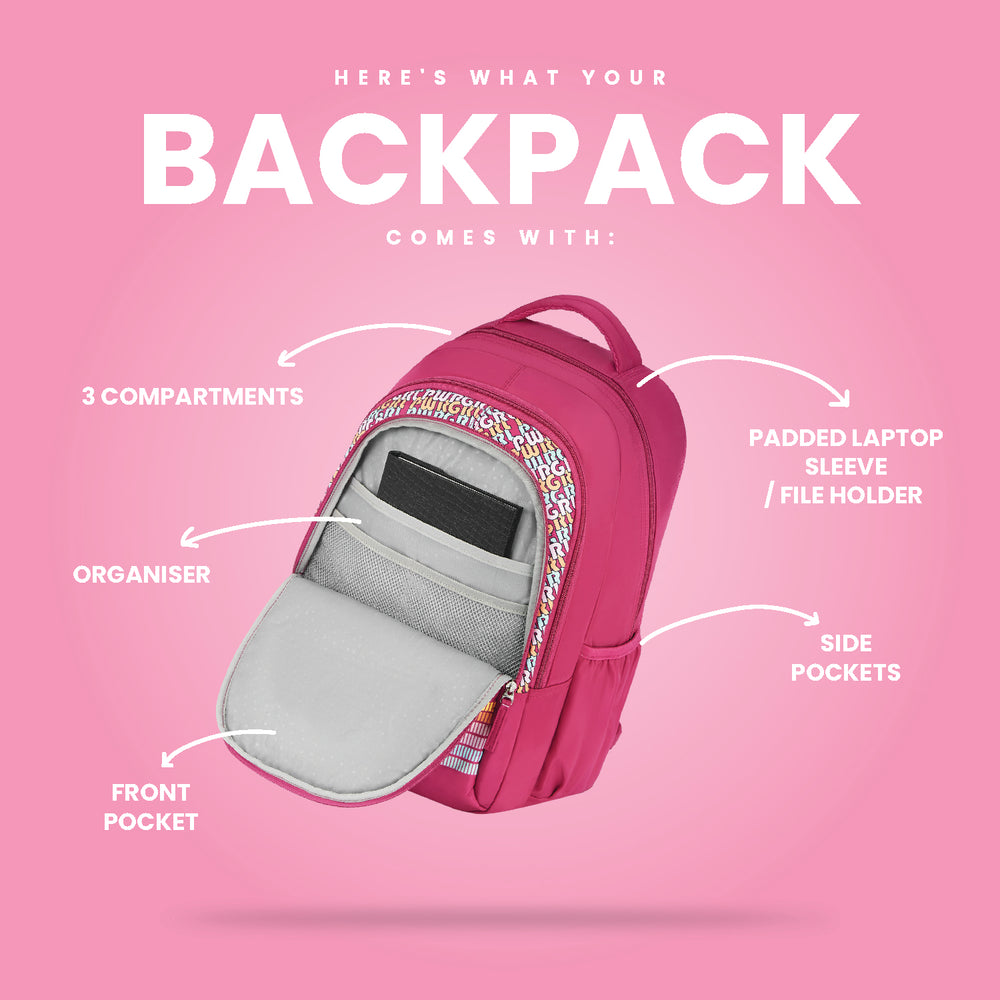Buy Genie Girl Power 36L Pink Laptop Backpack Online