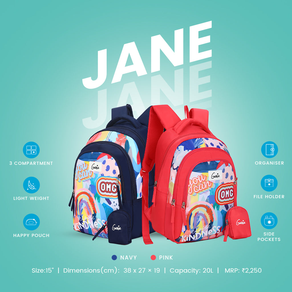 Buy Genie Jane 20L Navy Blue Kids Backpack Online