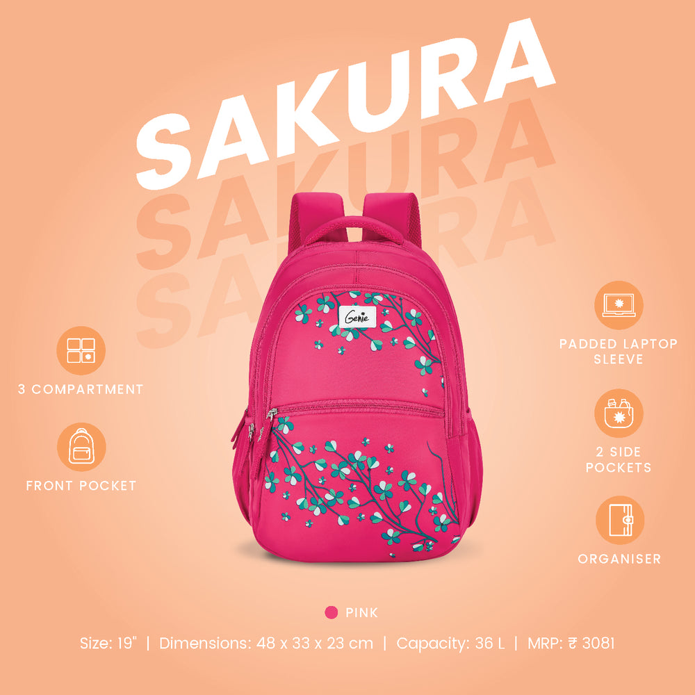 Buy Genie Sakura 36L Pink Laptop Backpack Online