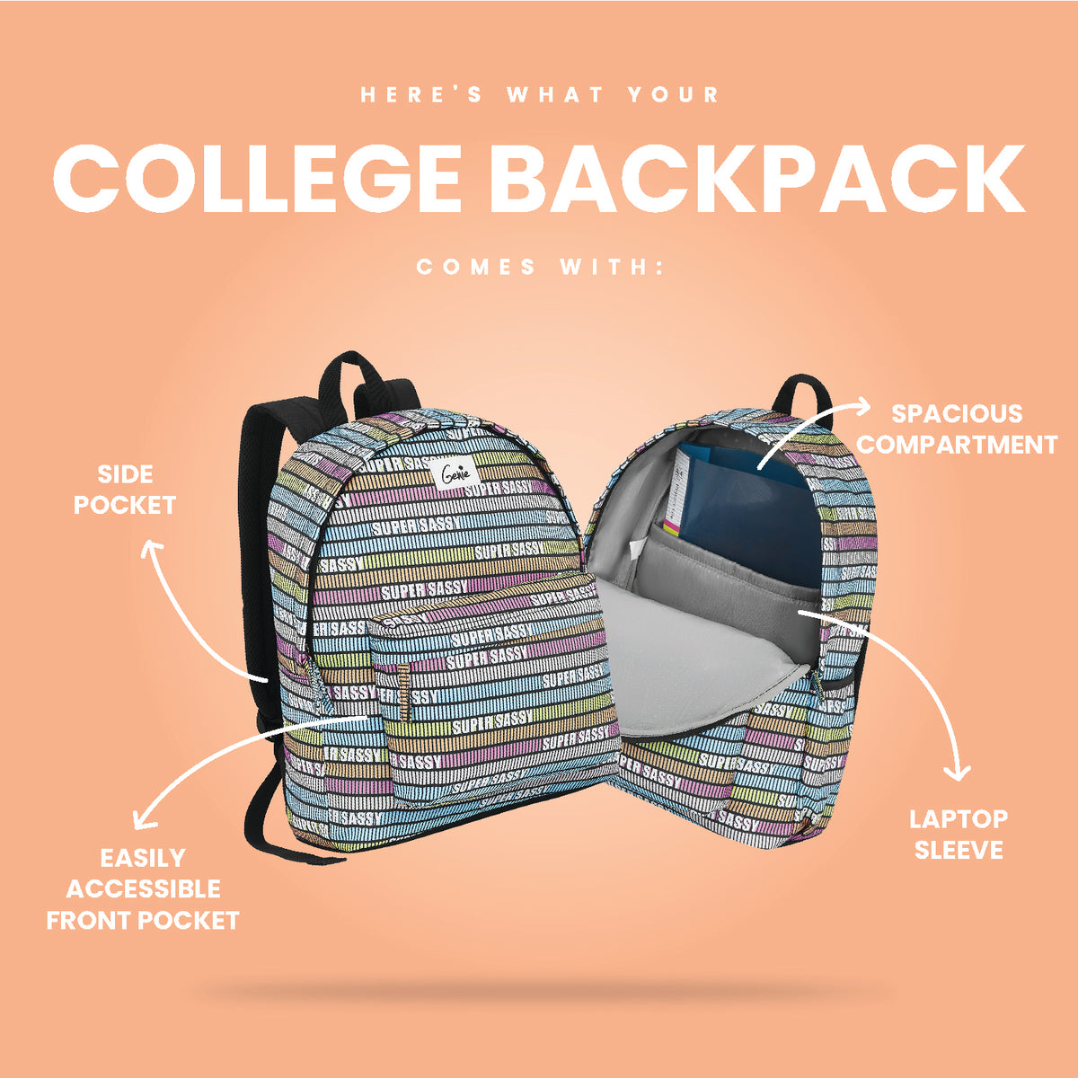 Super Sassy Multicolor Casual Backpack for Women in India - Genie