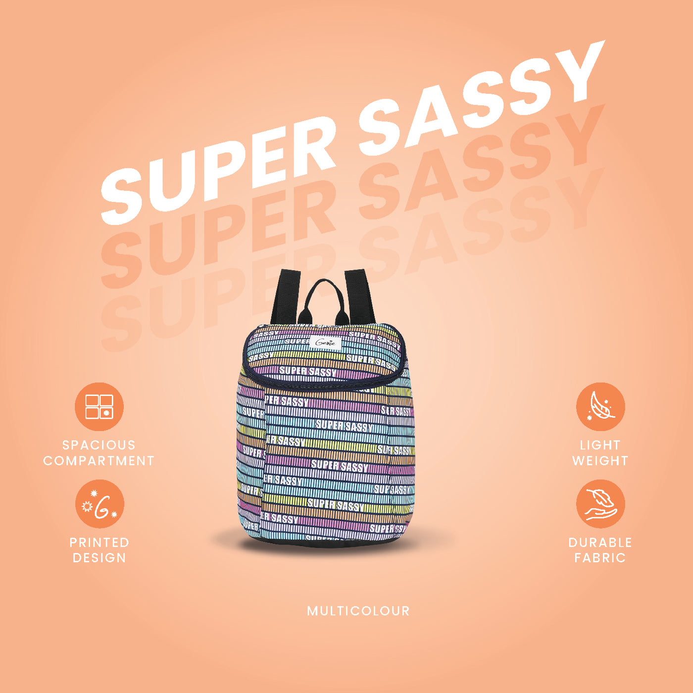 Buy Genie Super Sassy 13.5L Multicolor Small Backpack Online